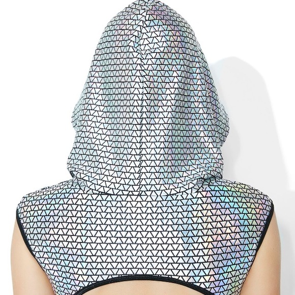 Dolls Kill | Tops | Holographic Hood Shrug Bolero Hooded Rave Festival ...